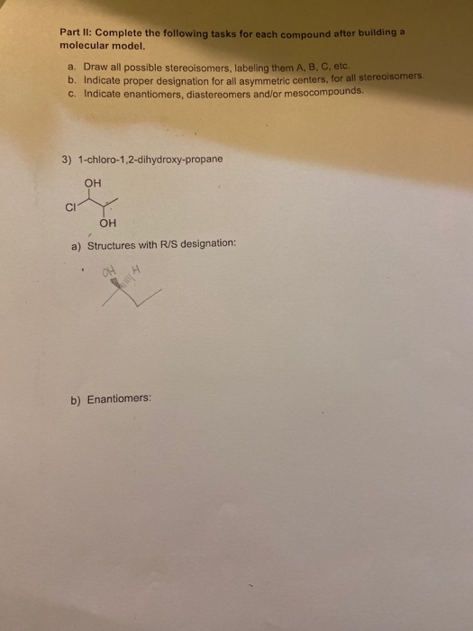Solved Part II: Complete the following tasks for each | Chegg.com