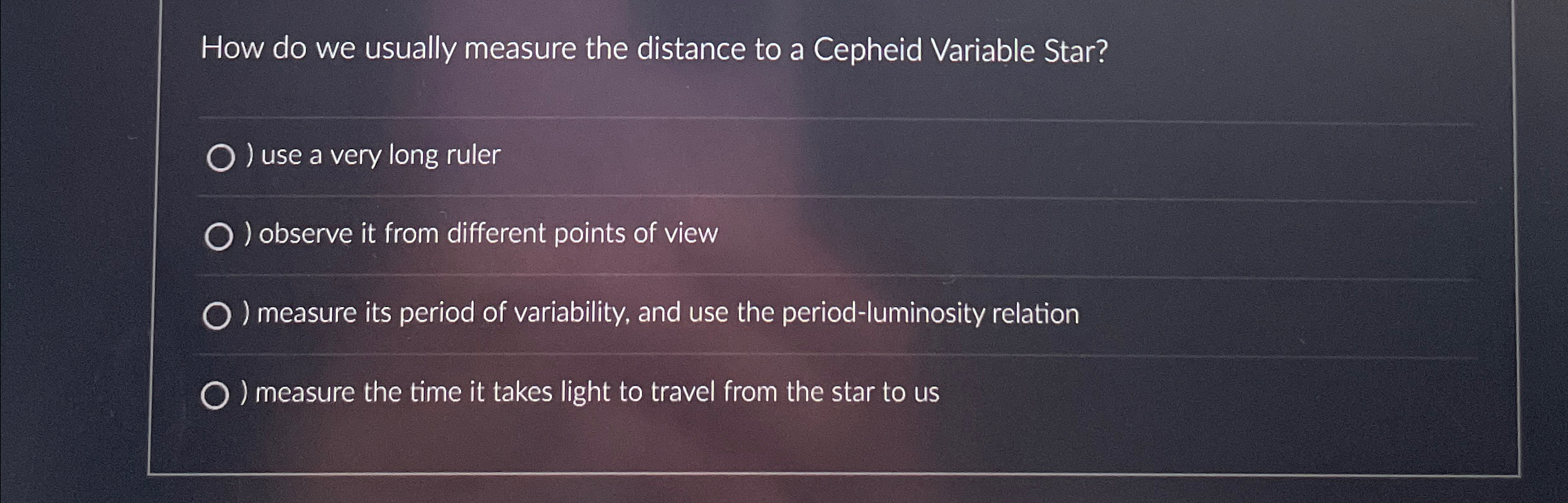 Solved How do we usually measure the distance to a Cepheid | Chegg.com