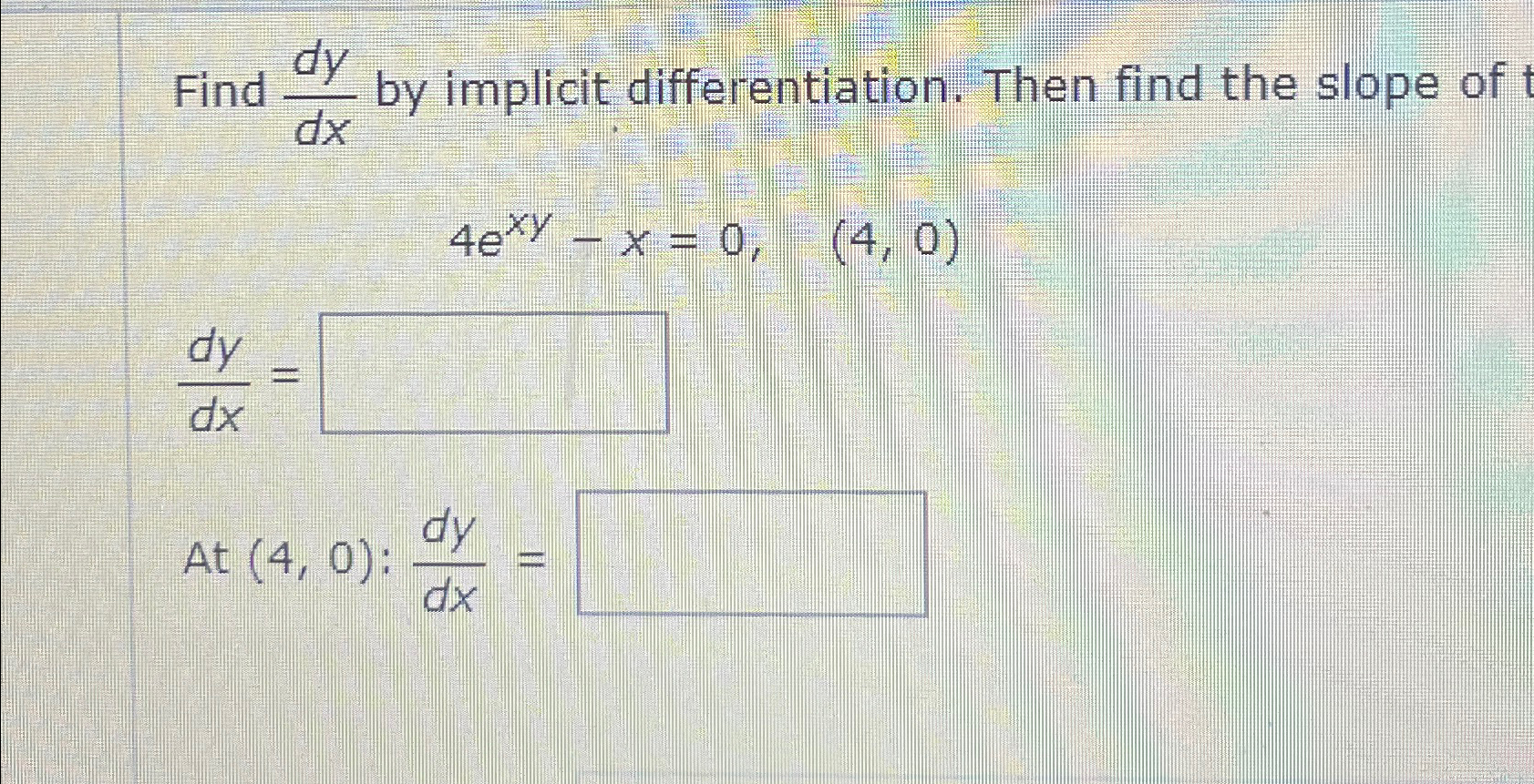 Solved Find dydx ﻿by implicit differentiation. Then find the | Chegg.com