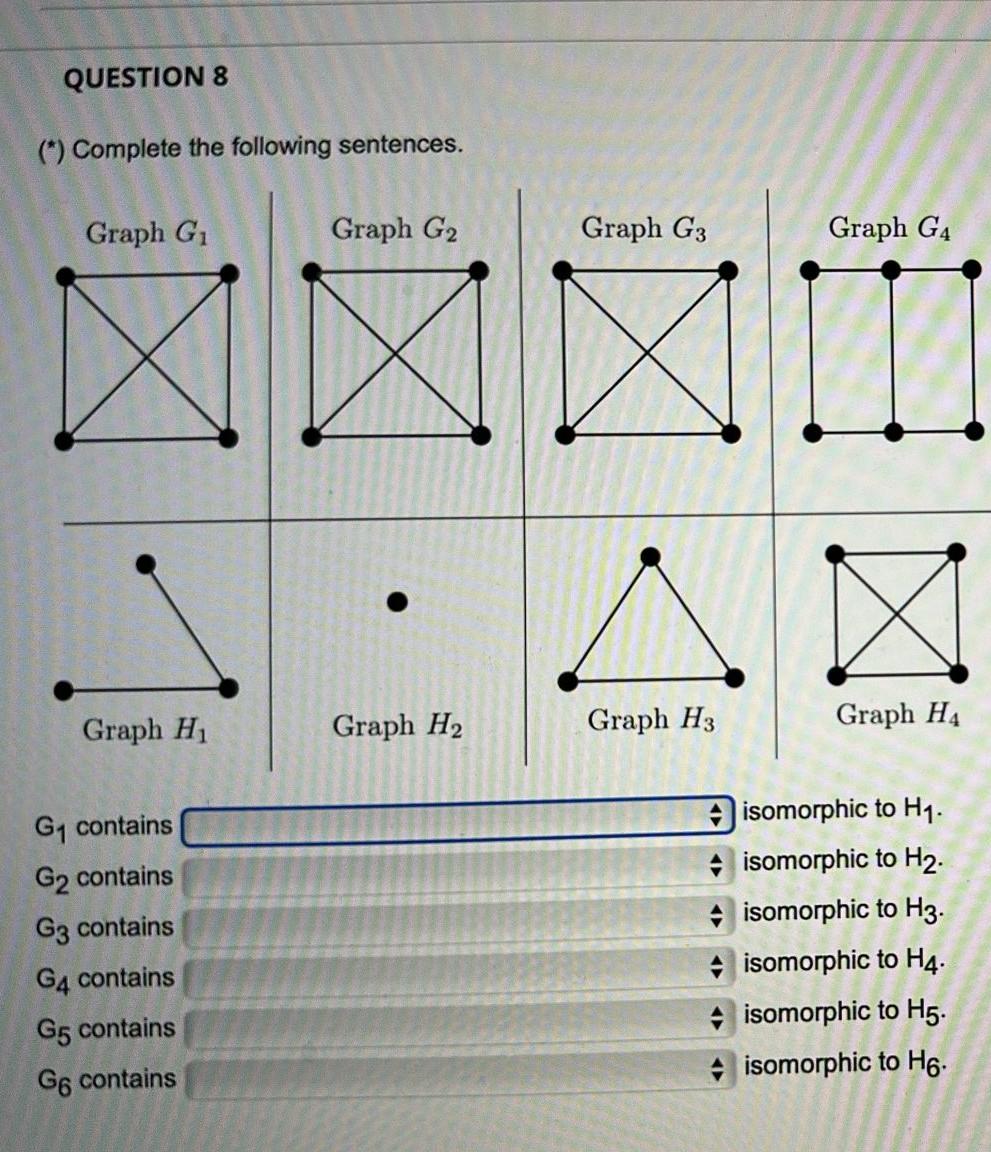 Solved (*) Complete the following sentences. G1 contains G2 | Chegg.com