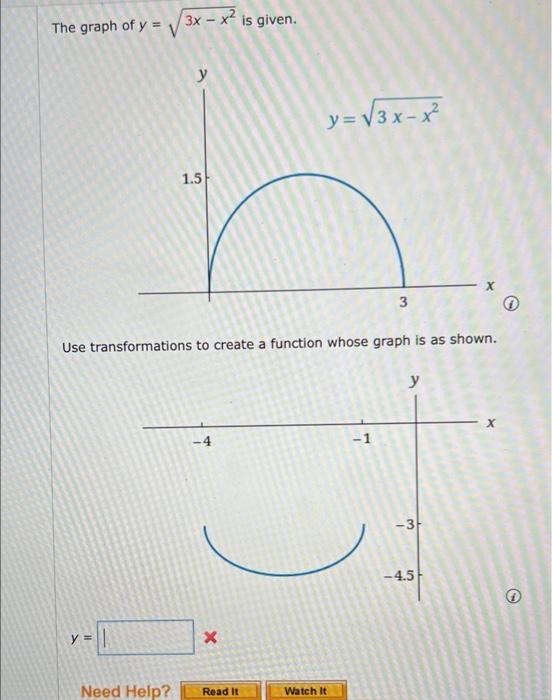 Solved The graph of y=√√3x - x² is given. y y= √3x-x² 1.5 3 | Chegg.com
