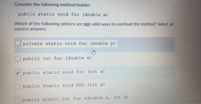Solved Consider the following method header: public static | Chegg.com