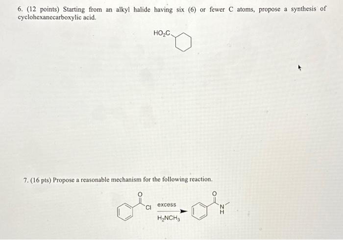 Solved 6. (12 points) Starting from an alkyl halide having | Chegg.com Solved 6. (12 points) Starting from an alkyl halide having | Chegg.com