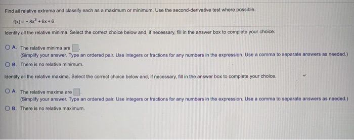 Solved Find any relative extrema of the function List each | Chegg.com