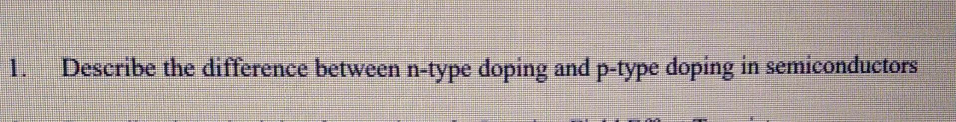 Solved 1 Describe the difference between n-type doping and | Chegg.com