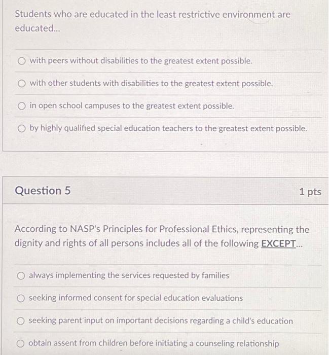 Solved Students who are educated in the least restrictive | Chegg.com