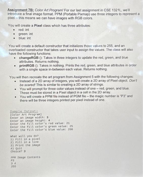 Solved Assignment 7B: Color Art Program! For our last | Chegg.com