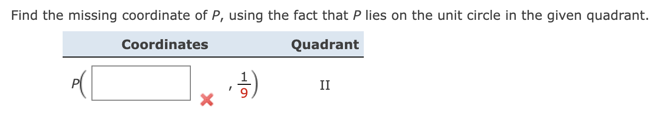 Solved Find the missing coordinate of P, ﻿using the fact | Chegg.com
