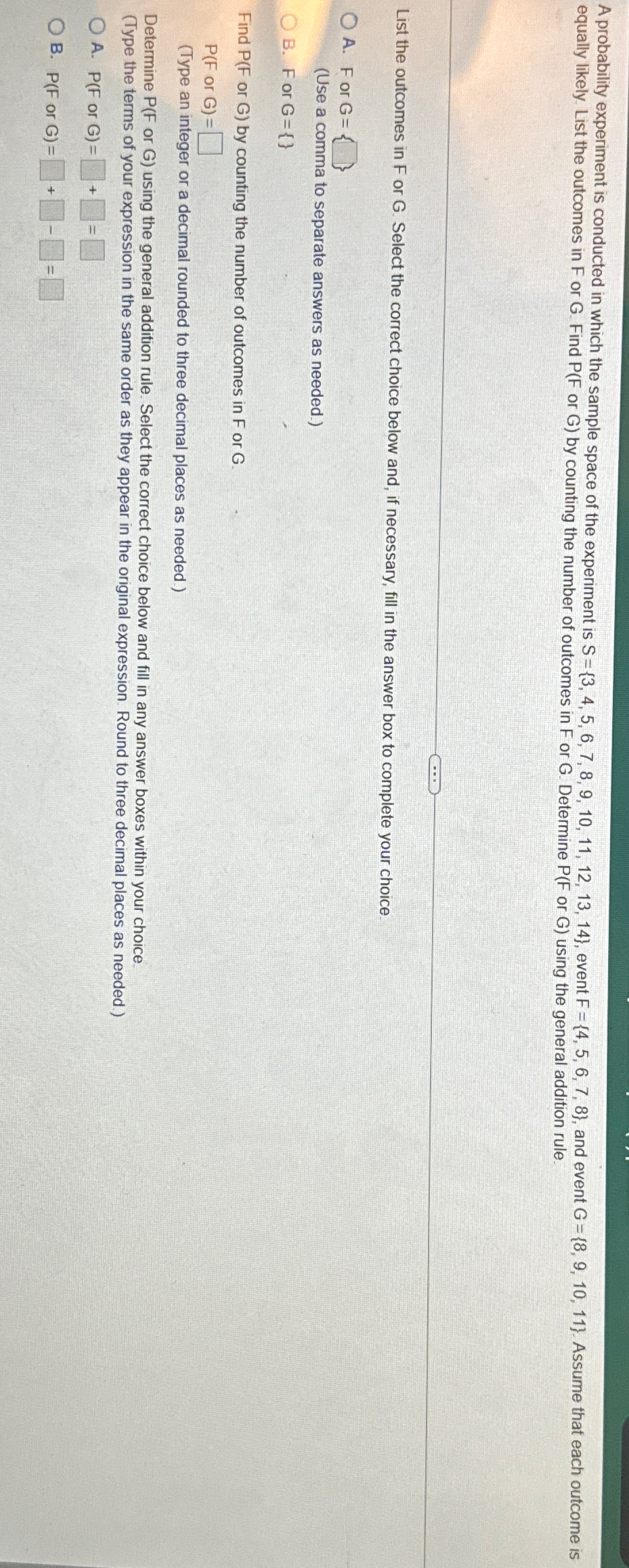 Solved A probability experiment is conducted in which the | Chegg.com