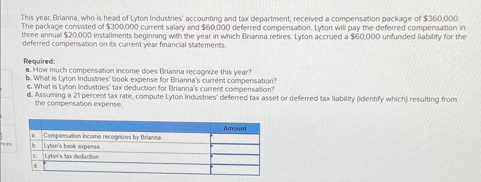 Solved This year, Brianna, who is head of Lyton Industries' | Chegg.com