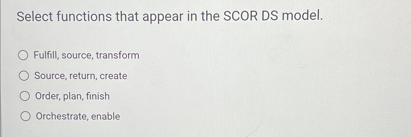 Solved Select functions that appear in the SCOR DS | Chegg.com