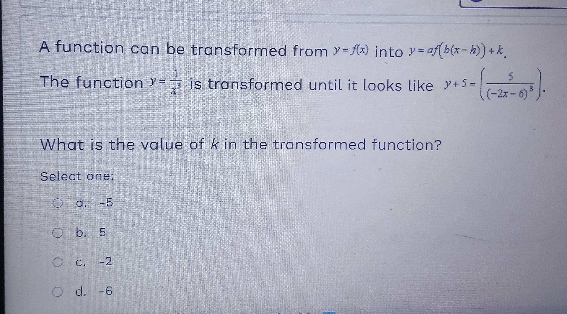 Solved A function can be transformed from y=f(x) into | Chegg.com