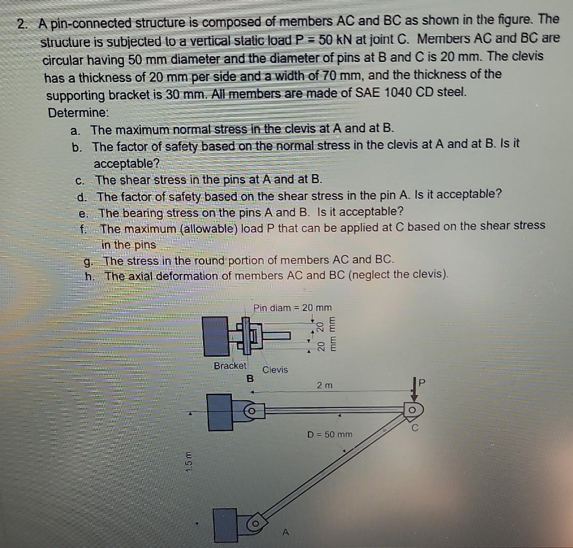 Solved 2. A pin-connected structure is composed of members | Chegg.com Solved 2. A pin-connected structure is composed of members | Chegg.com