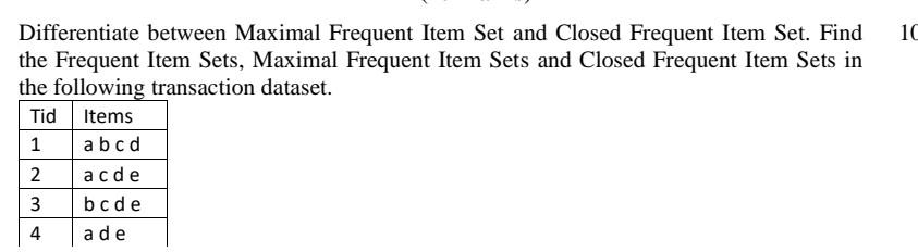 Solved Differentiate between Maximal Frequent Item Set and | Chegg.com