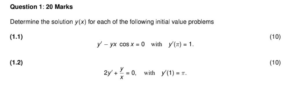 Solved Determine the solution y(x) for each of the following | Chegg.com