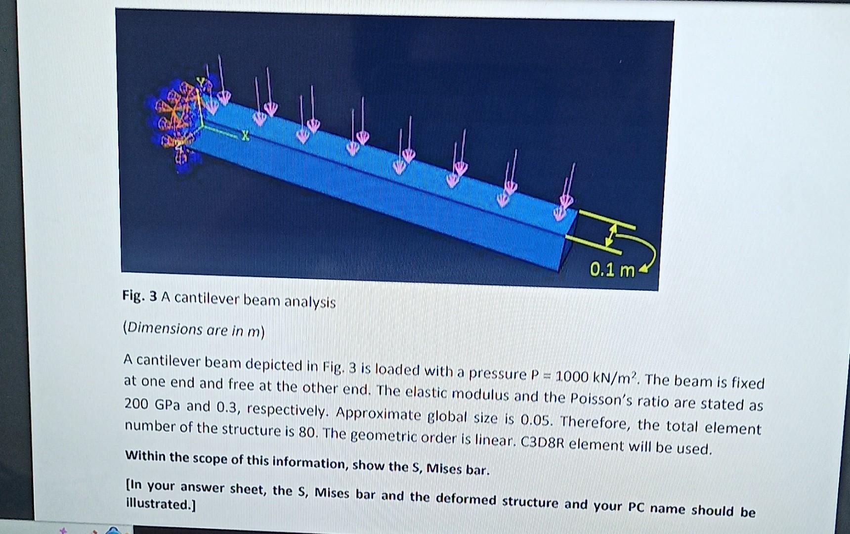 Fig. 3 A cantilever beam analysis (Dimensions are in | Chegg.com