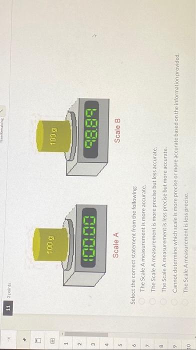 Solved 1 2 3 4 5 6 7 8 9 th 10 ↑ 4 4 11 2 points 100 g Scale | Chegg.com