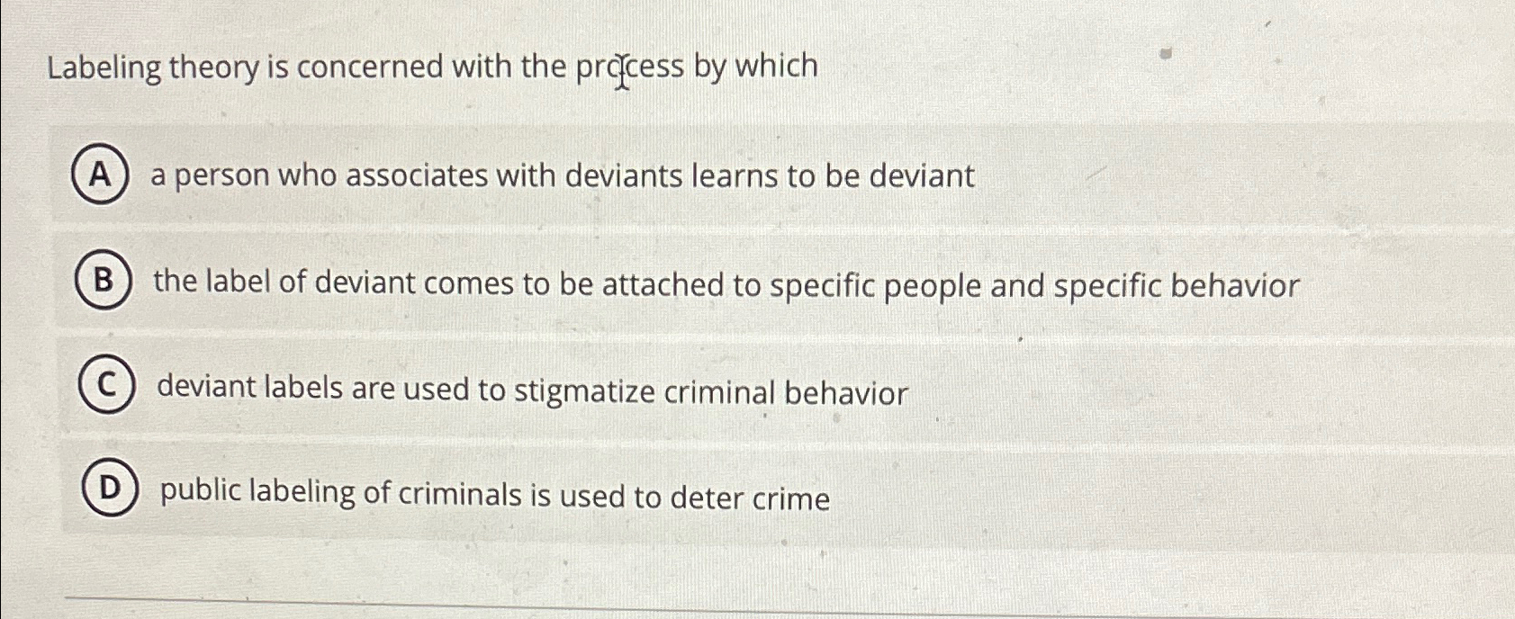 Solved Labeling theory is concerned with the profycess by | Chegg.com