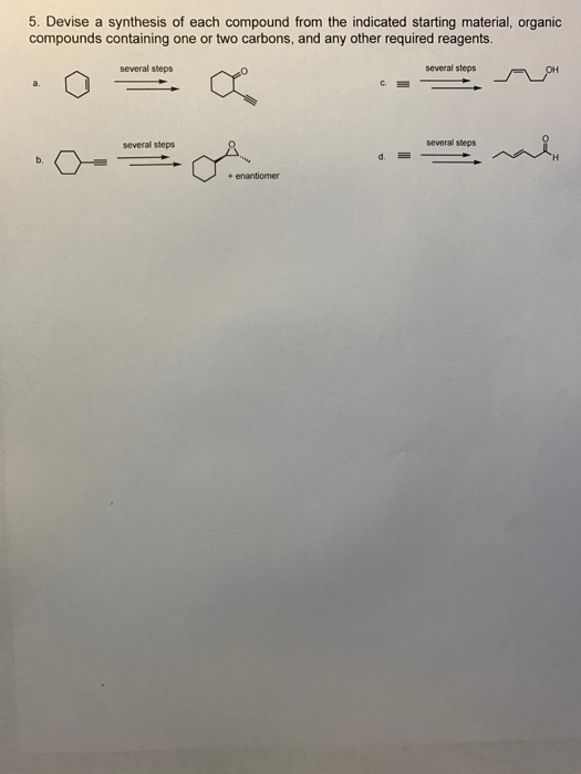 Solved 5. Devise a synthesis of each compound from the | Chegg.com