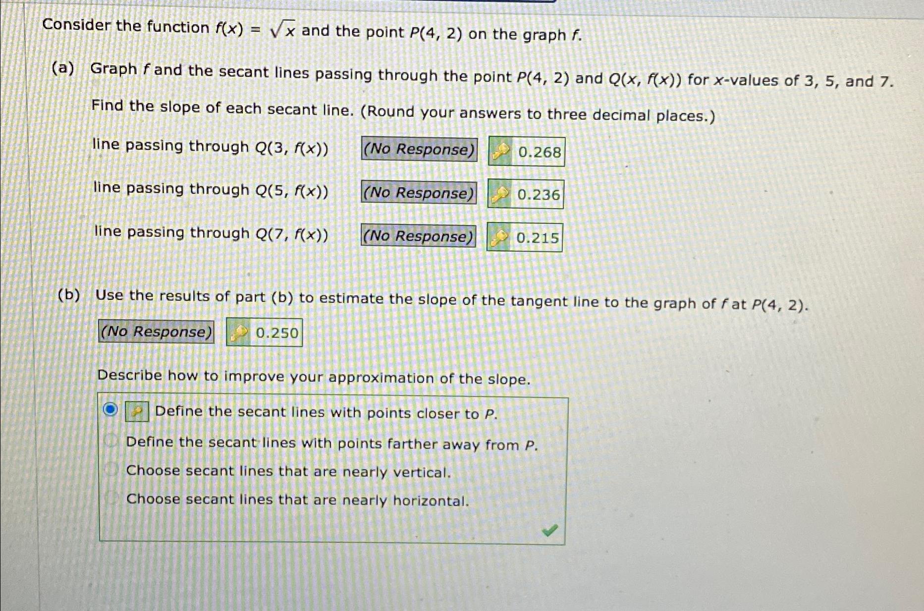 Solved Consider the function f(x)=x2 ﻿and the point P(4,2) | Chegg.com
