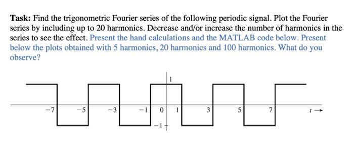 Solved Task: Find the trigonometric Fourier series of the | Chegg.com
