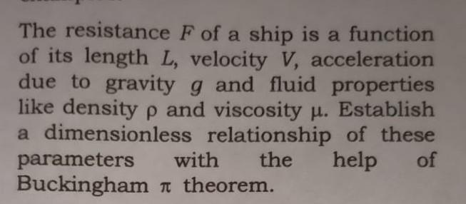 Solved The resistance F of a ship is a function of its | Chegg.com