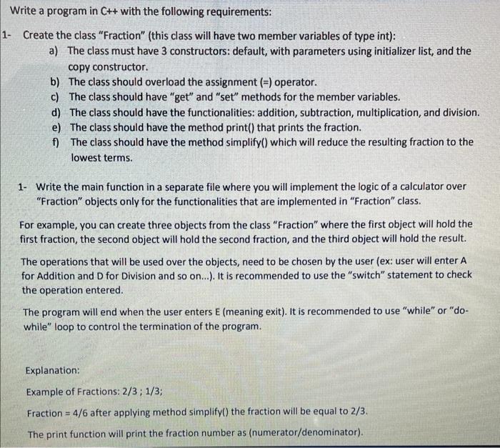 Solved Write a program in Ct+ with the following | Chegg.com