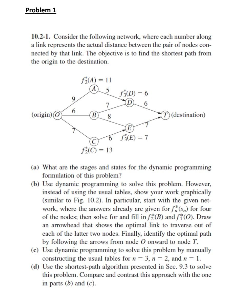 Solved 10.2-1. Consider the following network, where each | Chegg.com