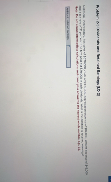 Solved Problem 2-3 ﻿Dividends and Retained Earnings [LO | Chegg.com