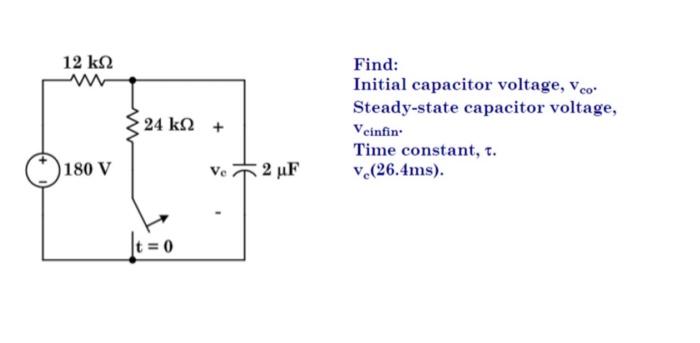 Solved Find: Initial capacitor voltage, vcc∗. Steady-state | Chegg.com
