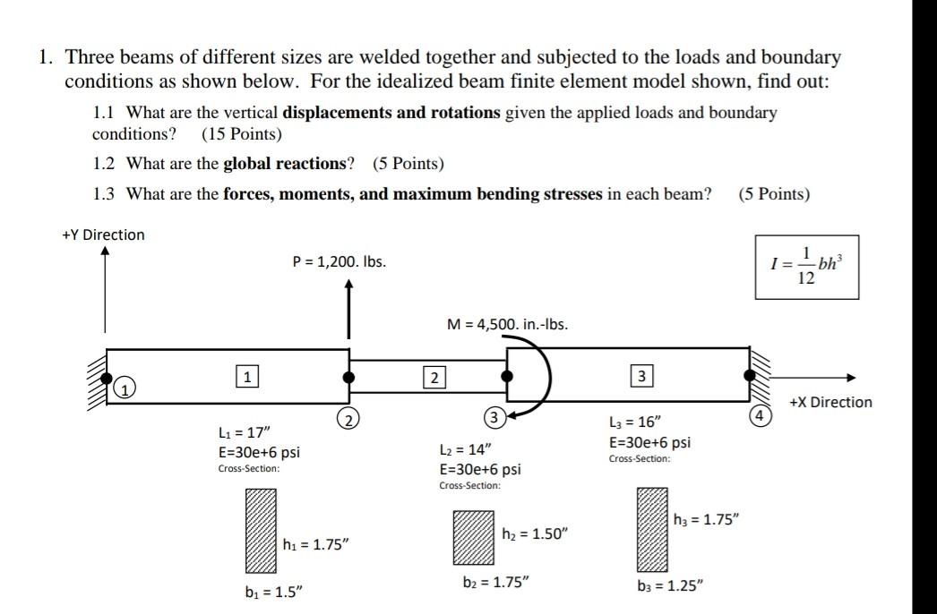Solved 1. Three beams of different sizes are welded together | Chegg.com