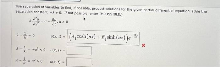 Solved Use separation of variables to find, if possible, | Chegg.com