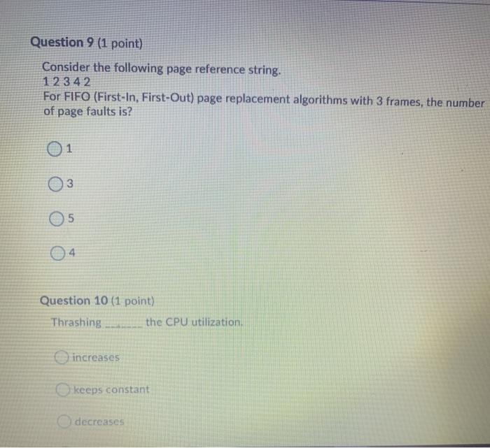 Solved Question 9 (1 point) Consider the following page | Chegg.com