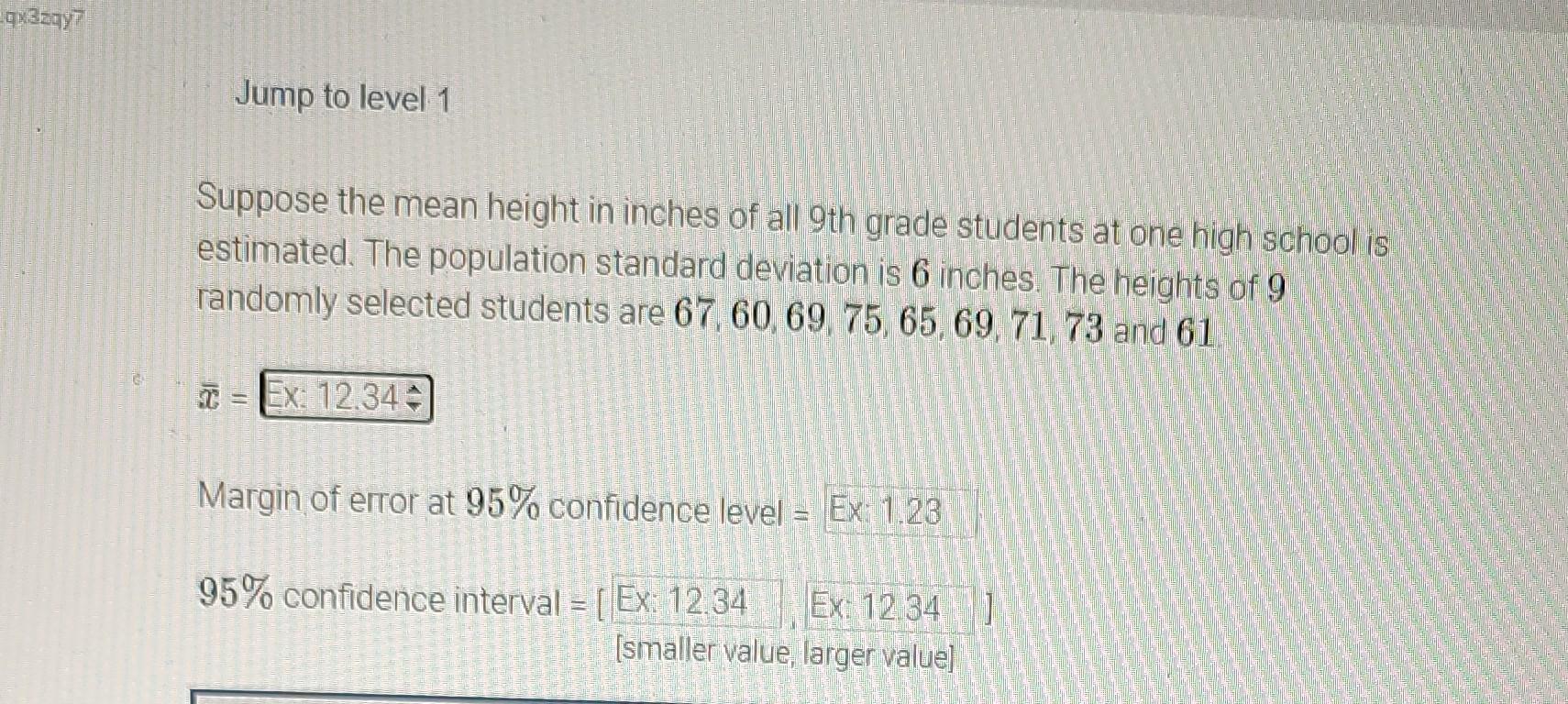 Solved Jump to level 1 Suppose the mean height in inches of | Chegg.com