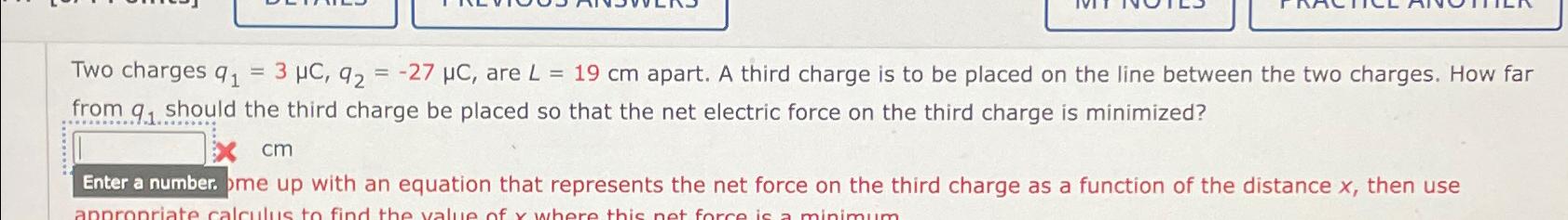 Solved Two charges q_(1)=3\\\\mu C,q_(2)=-27\\\\mu C, are | Chegg.com