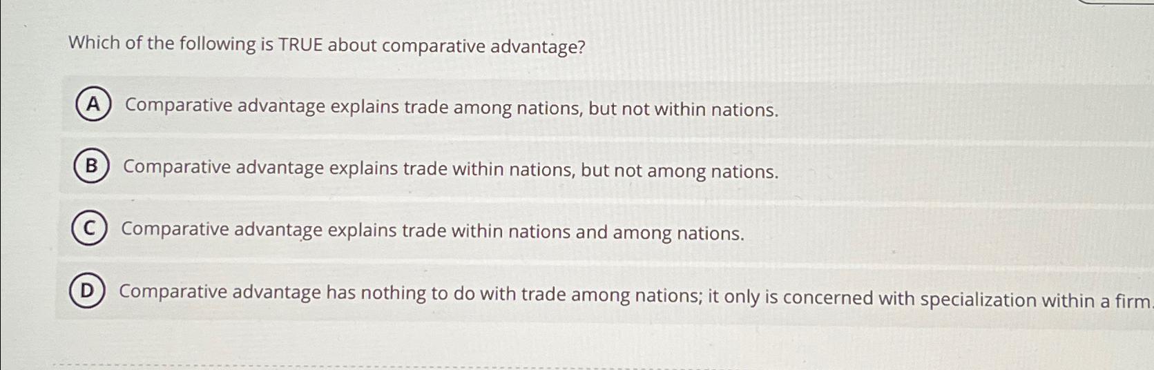 Solved Which of the following is TRUE about comparative | Chegg.com
