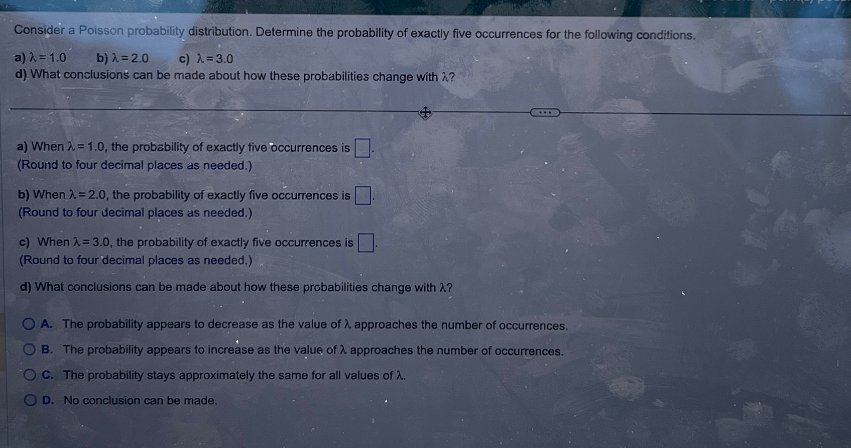 Solved Consider a Poisson probability distribution. | Chegg.com