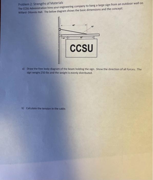 Solved Problem 2: Strengths of Materials The cosu | Chegg.com