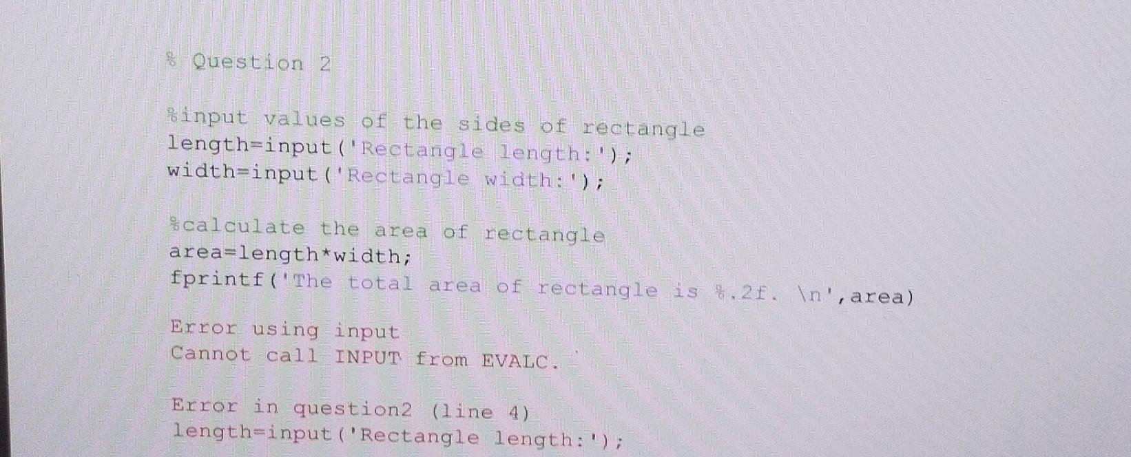 Solved % Question 2 $input values of the sides of | Chegg.com