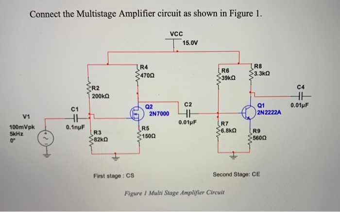 Solved Connect the Multistage Amplifier circuit as shown in | Chegg.com