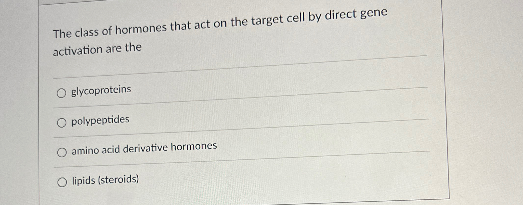 Solved The class of hormones that act on the target cell by | Chegg.com