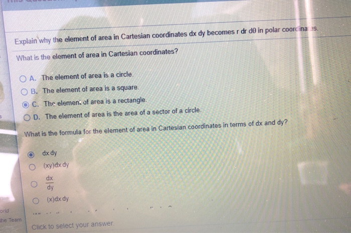 Solved Explain why the element of area in Cartesian | Chegg.com