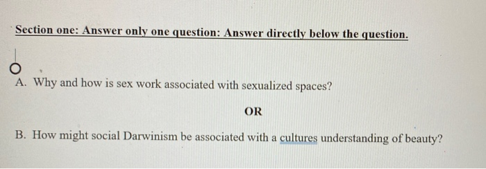 Section One Answer Only One Question Answer