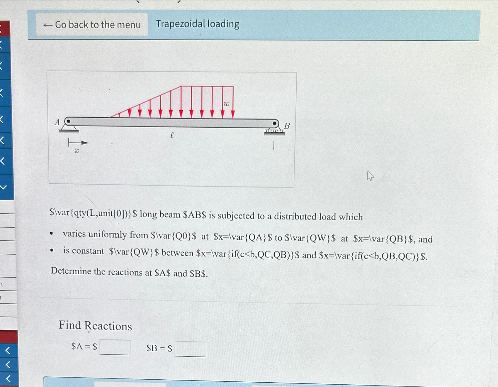 larr Go back to the menuTrapezoidal loading$lvar qty | Chegg.com