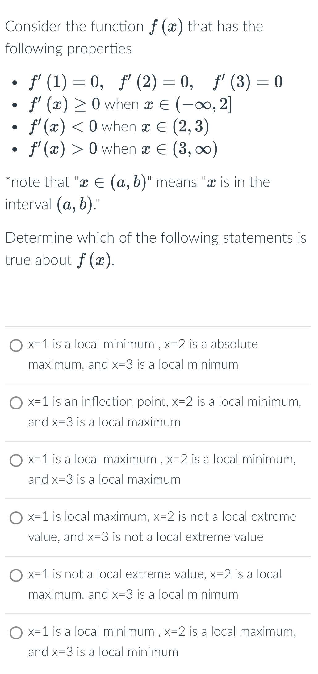 Solved Consider the function f(x) ﻿that has the following | Chegg.com