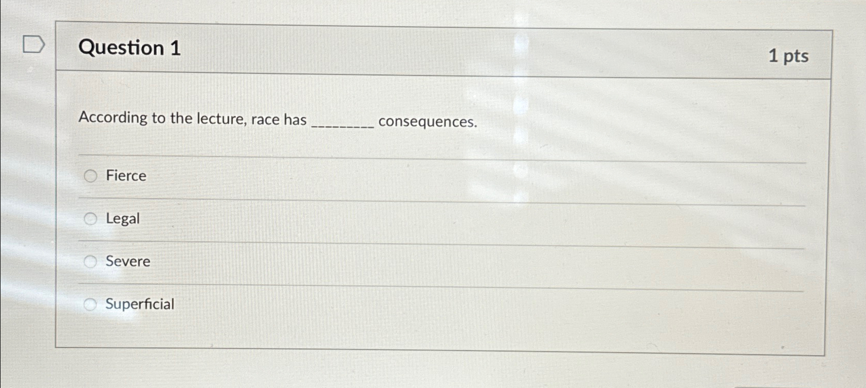 Solved Question 11 ﻿ptsAccording to the lecture, race has | Chegg.com