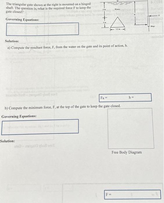 Solved The triangular gate shown at the right is mounted on | Chegg.com