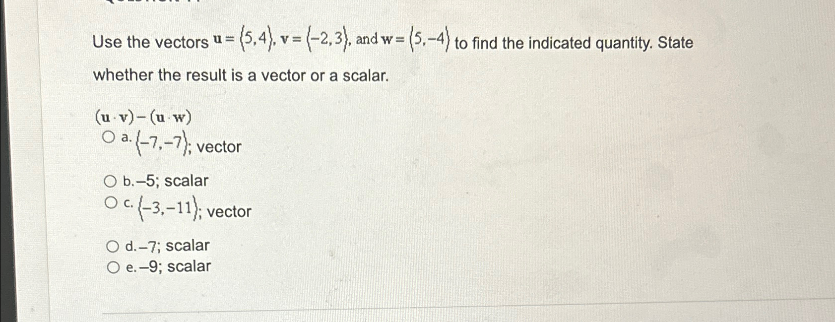Solved Use the vectors {:-2,3), ﻿and {:5,-4) ﻿to find the | Chegg.com