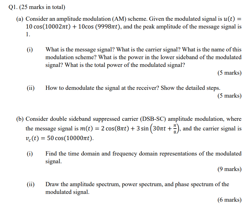 Solved Q1. (25 ﻿marks in total)(a) ﻿Consider an amplitude | Chegg.com