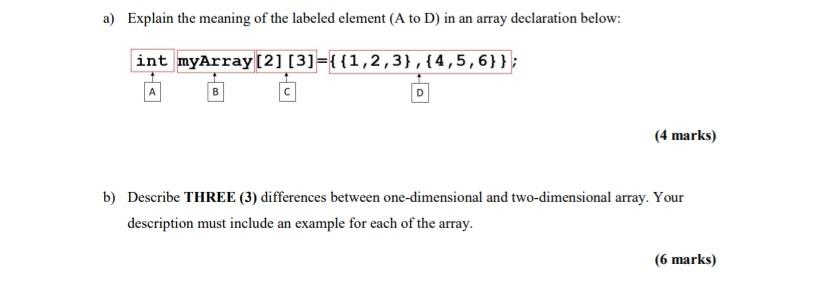 Solved a) Explain the meaning of the labeled element (A to | Chegg.com